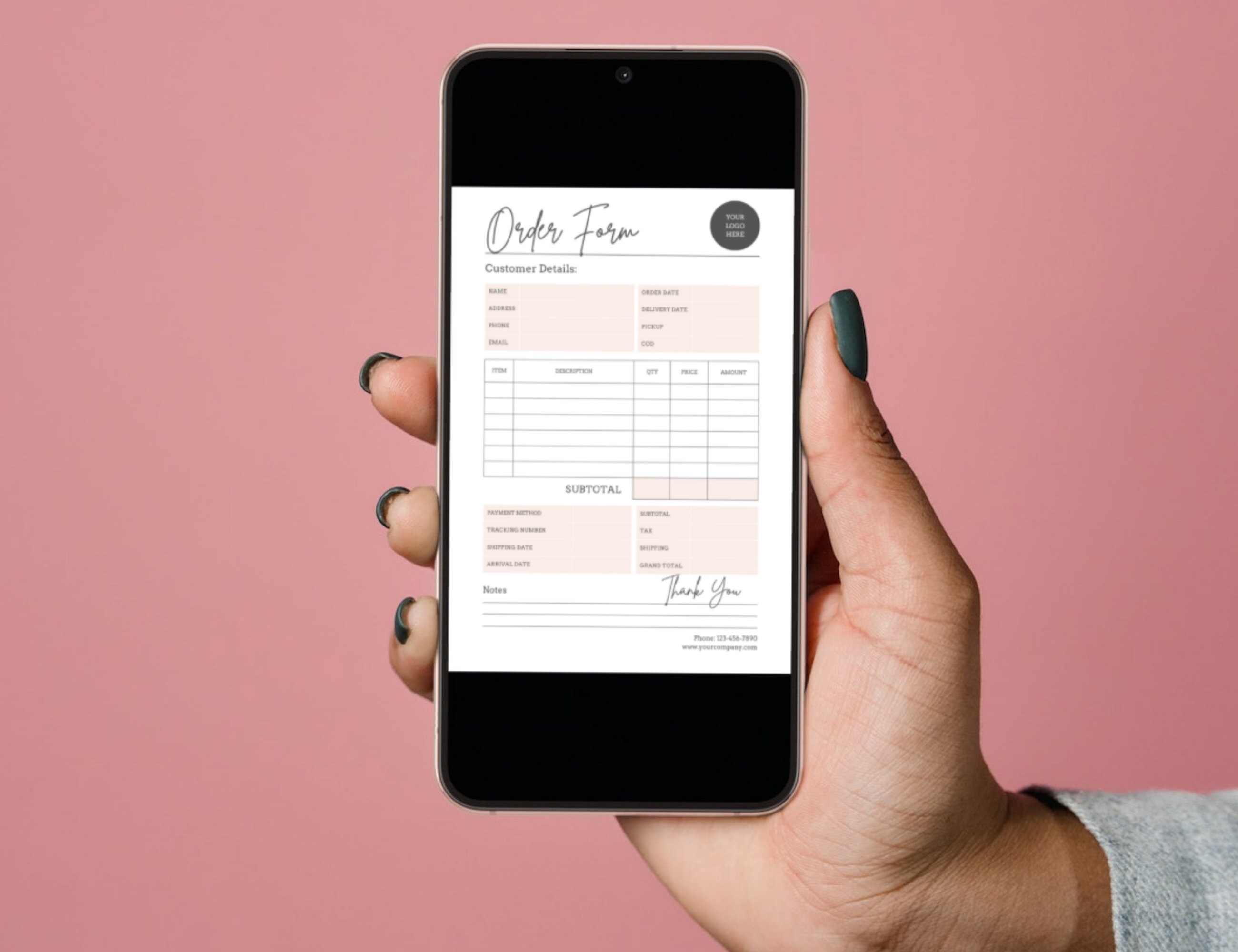 Pink and White Order Form Template, Custom Order Form, Order Form ...