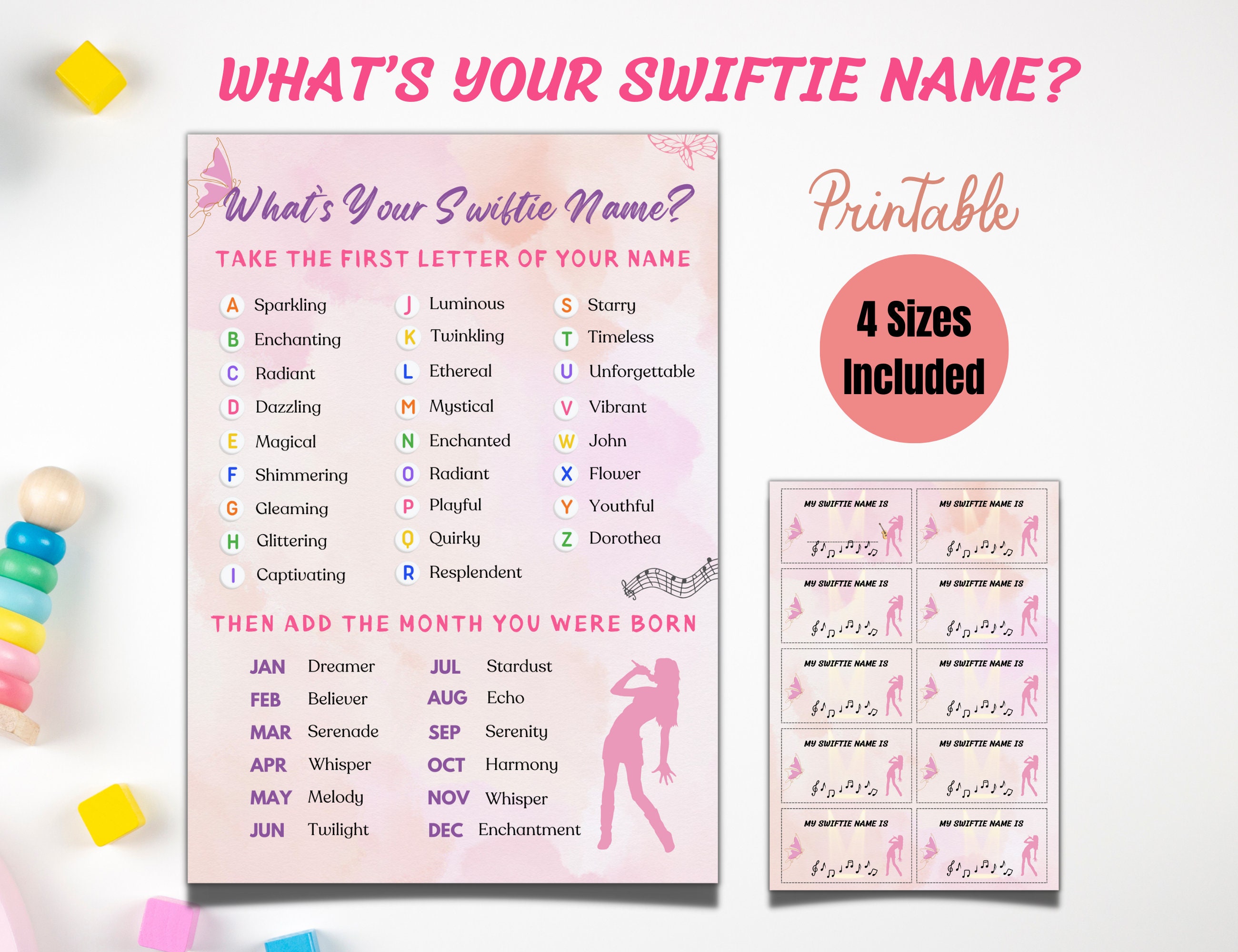 What's Your Swiftie Name Poster, Swiftie Party Games, Taylor Party Game ...