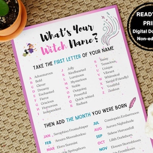 What's Your Witch Name Printable Witch Game Wicked Birthday Games Girls ...