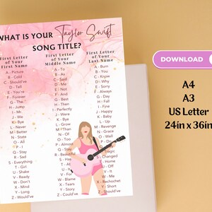Swiftie Name Game Poster: Taylor Party, Teen/bridal Shower (PDF) - Etsy