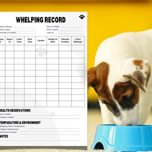 Editable Dog Whelping Record: Breeder Forms & Puppy Chart (digital ...