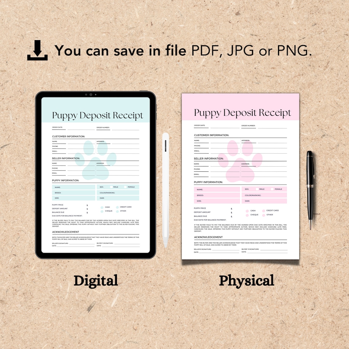 Fillable Puppy Deposit Form, Puppy Sales Agreement, Puppy Bill of Sale ...