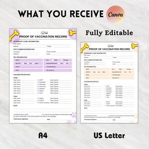 Pet Vaccination Record Template: Dog & Cat Health Form (PDF) - Etsy