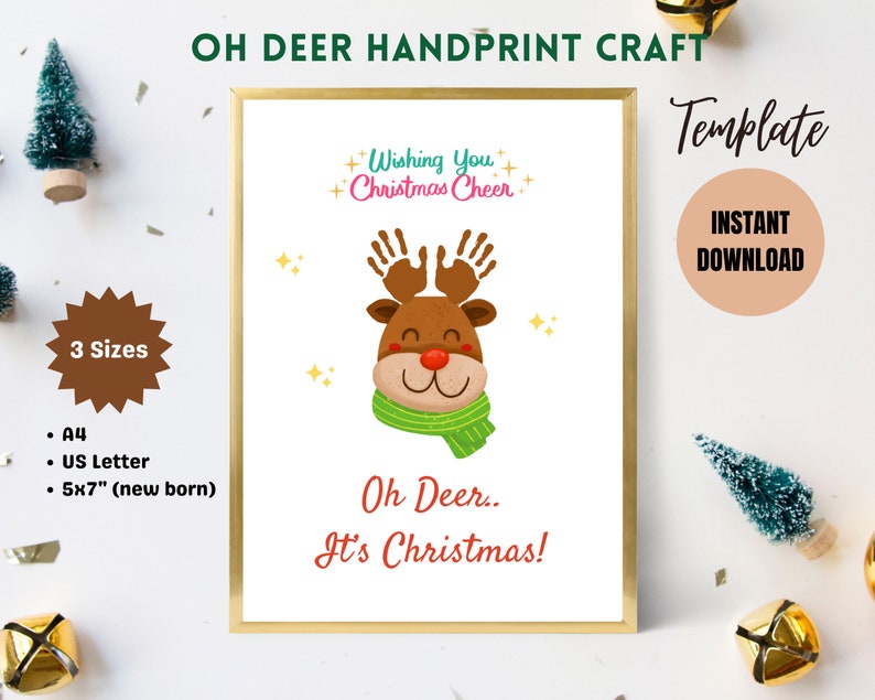 Oh Deer Handprint Crafts, Printable Footprint Art, Daycare Preschool ...