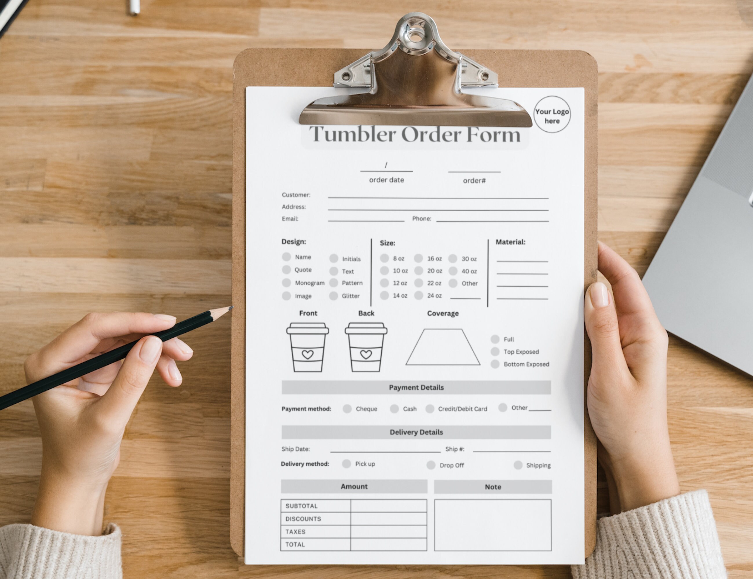 EDITABLE TUMBLER ORDER Form Template, Custom Tumbler Order Form ...