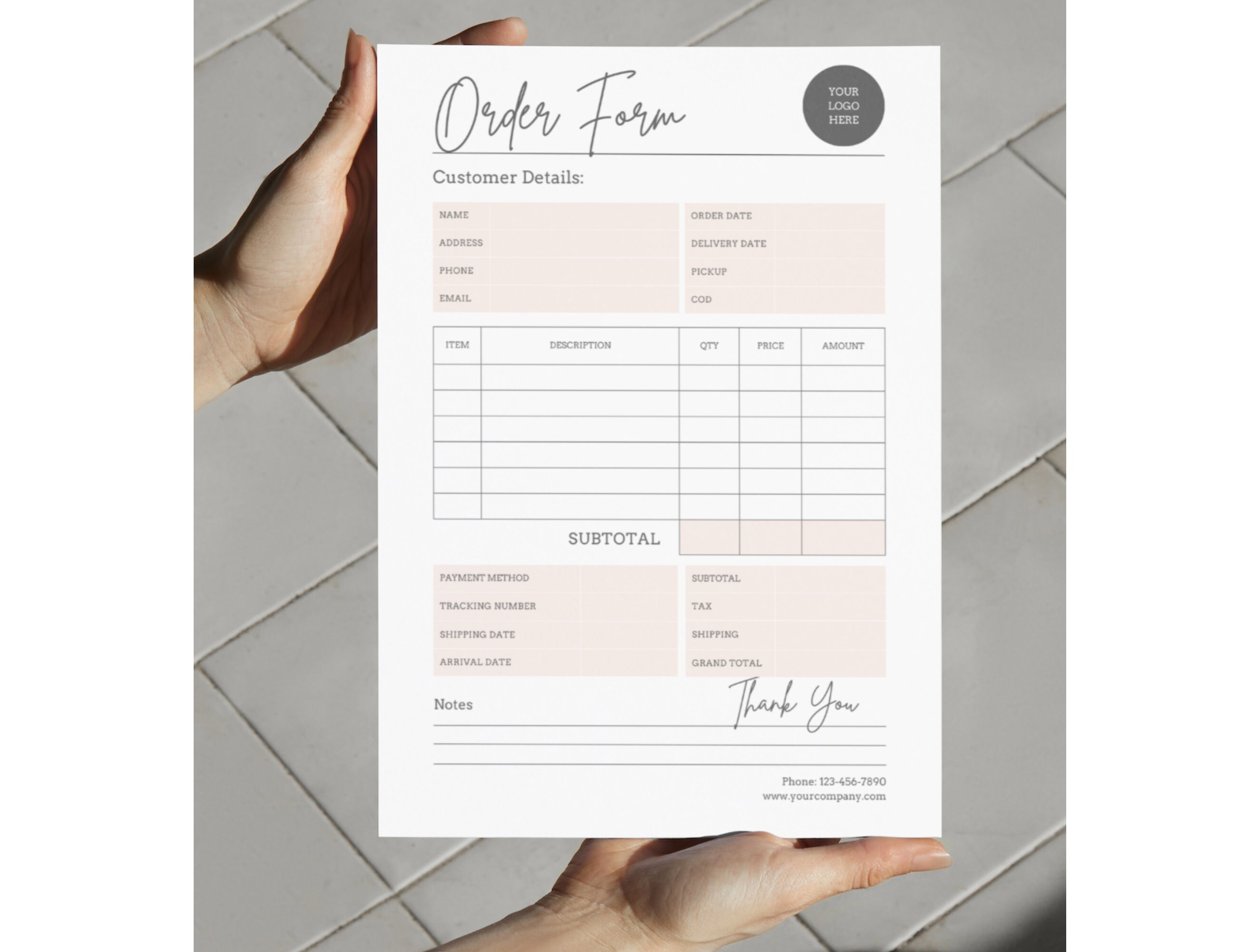 Pink and White Order Form Template, Custom Order Form, Order Form ...