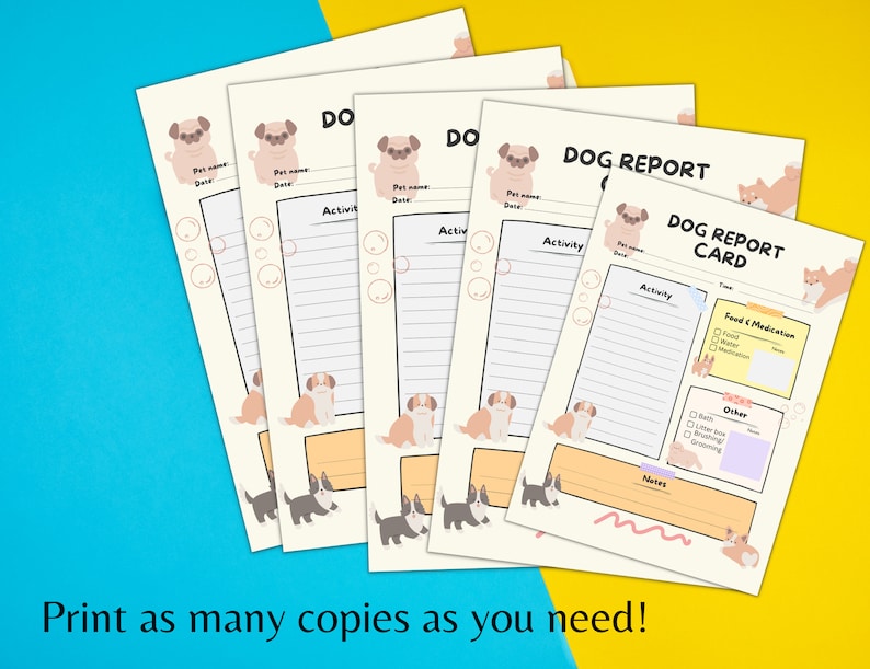 Dog Report Card, Pet Report Card, Dog Report Template, Dog Walking ...