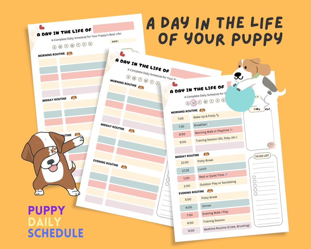 Editable Daily Puppy Schedule Daily Dog Routine Puppy Planner Puppy ...