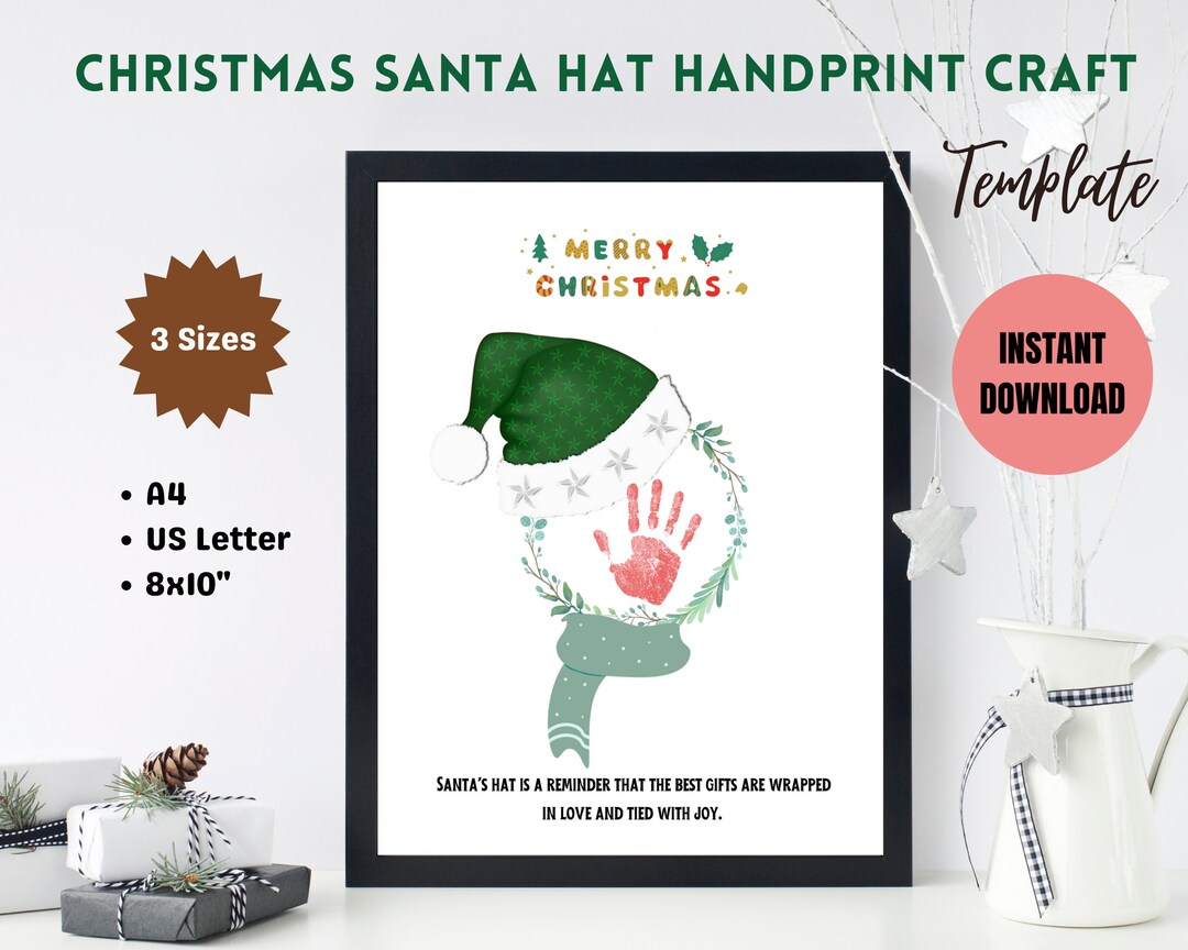 Christmas Santa Handprint Art: DIY Kids Craft (printable) - Etsy UK