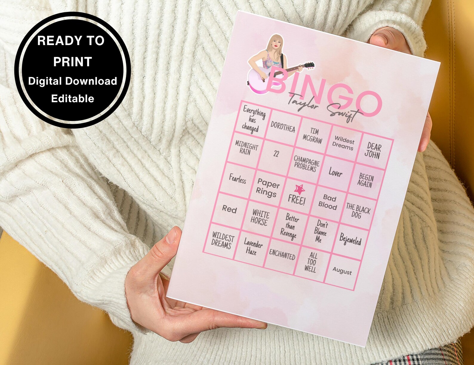 Editable Swiftie Bingo Game: Taylor Party (PDF Template) - Etsy
