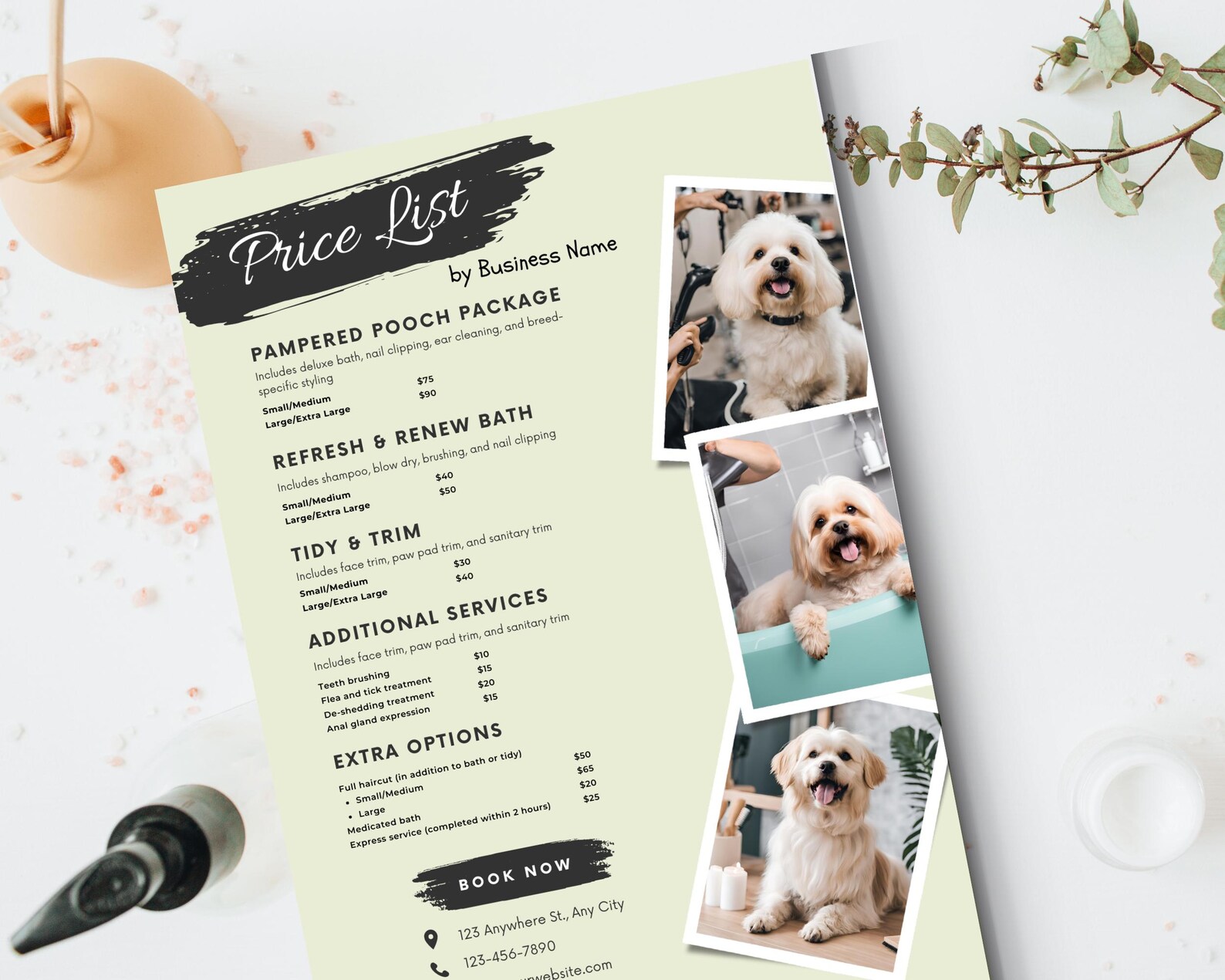 Editable Dog Grooming Price List Template: Pet Salon Sign (canva) - Etsy