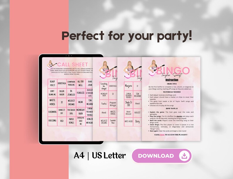 Editable Swiftie Bingo Game: Taylor Party (PDF Template) - Etsy
