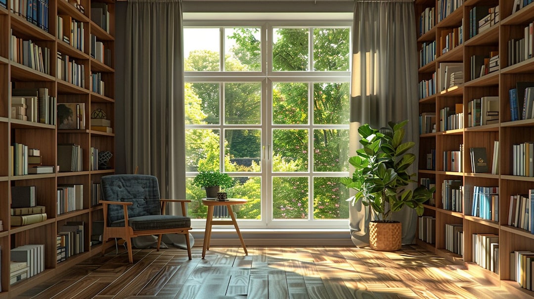 Zoom Virtual Backgrounds | Backdrop | Cozy Sunlit Library Virtual ...