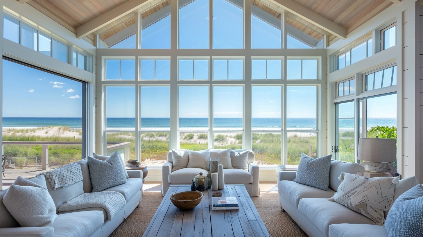 Zoom Virtual Backgrounds | Bright Beachfront Living Room Virtual ...