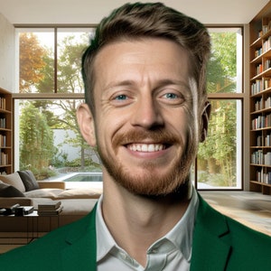 Zoom Virtual Backgrounds Backdrop Modern Sunlit Library With Pool View ...