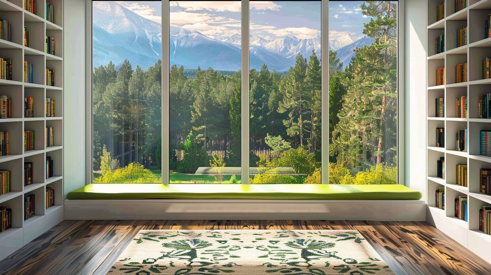 Zoom Virtual Backgrounds | Peaceful Library With Mountain View Virtual ...
