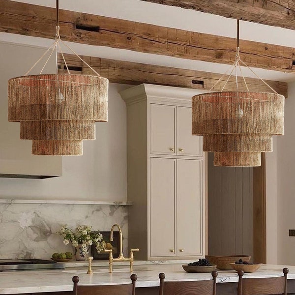 Jute Pendant Light - Etsy