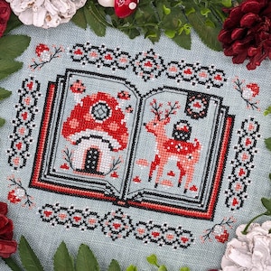 Book of Fabled Fungi Cross Stitch, Mushroom Cross Stitch Pattern, Fawn ...