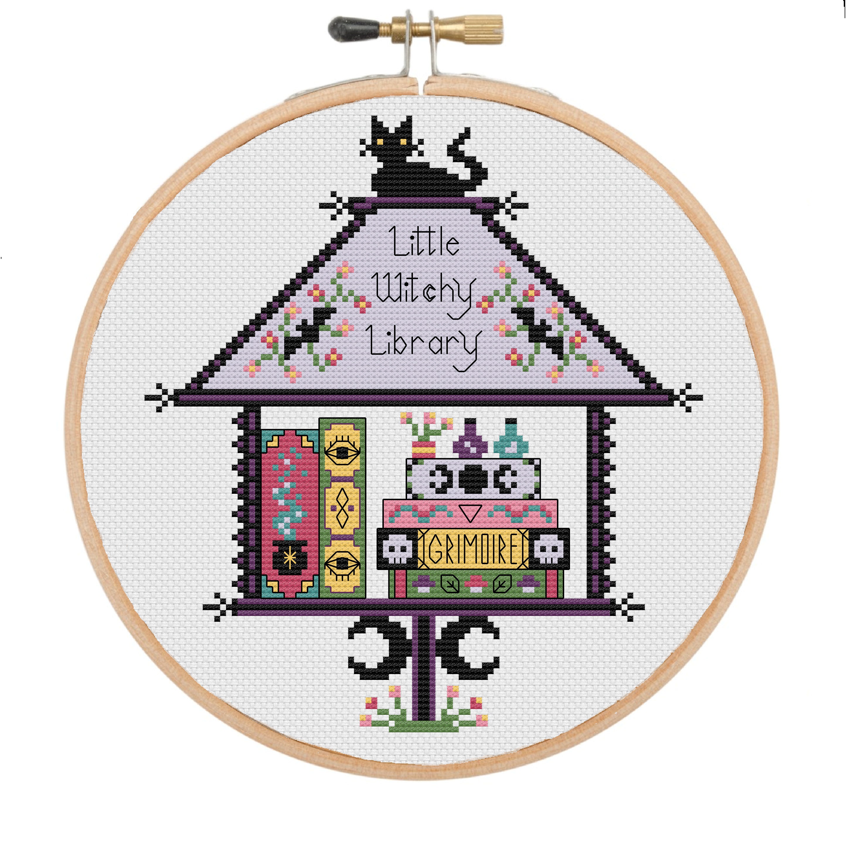 Little Witchy Library Cross Stitch Library Cross Stitch Pattern Witch ...