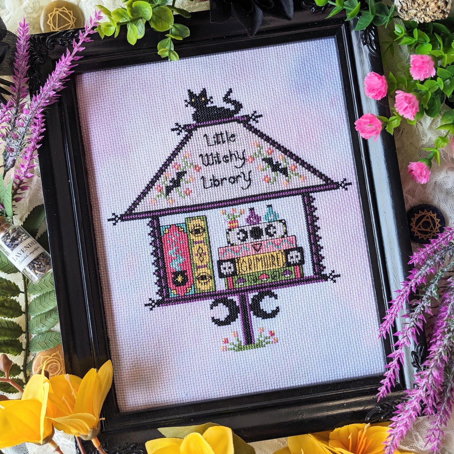 Little Witchy Library Cross Stitch, Library Cross Stitch Pattern, Witch ...