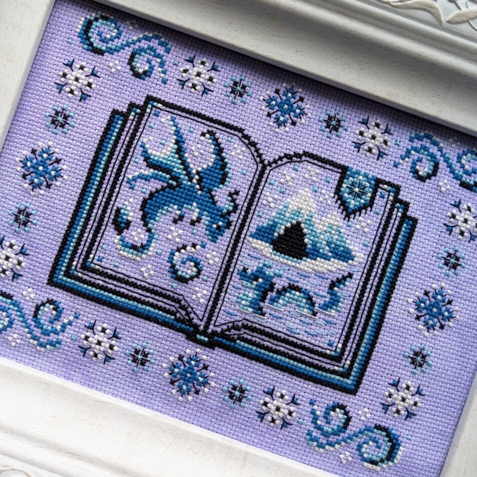 Book of Frost Dragons Cross Stitch, Ice Dragon Cross Stitch Pattern ...