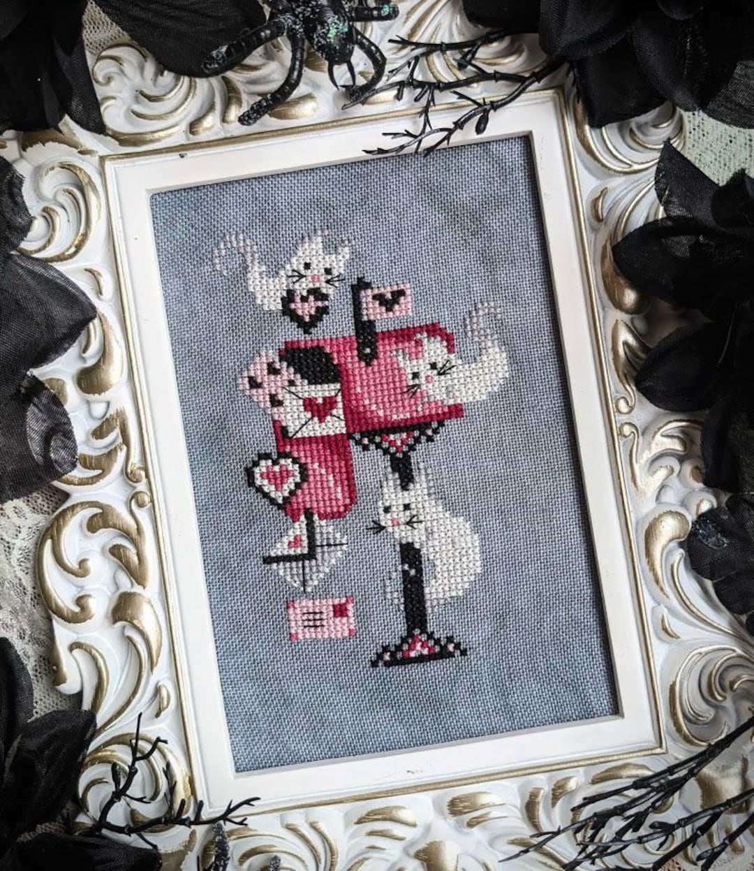 Valentine's Day Haunted Hearts Mailbox Cross Stitch Pattern, Ghost Cats ...