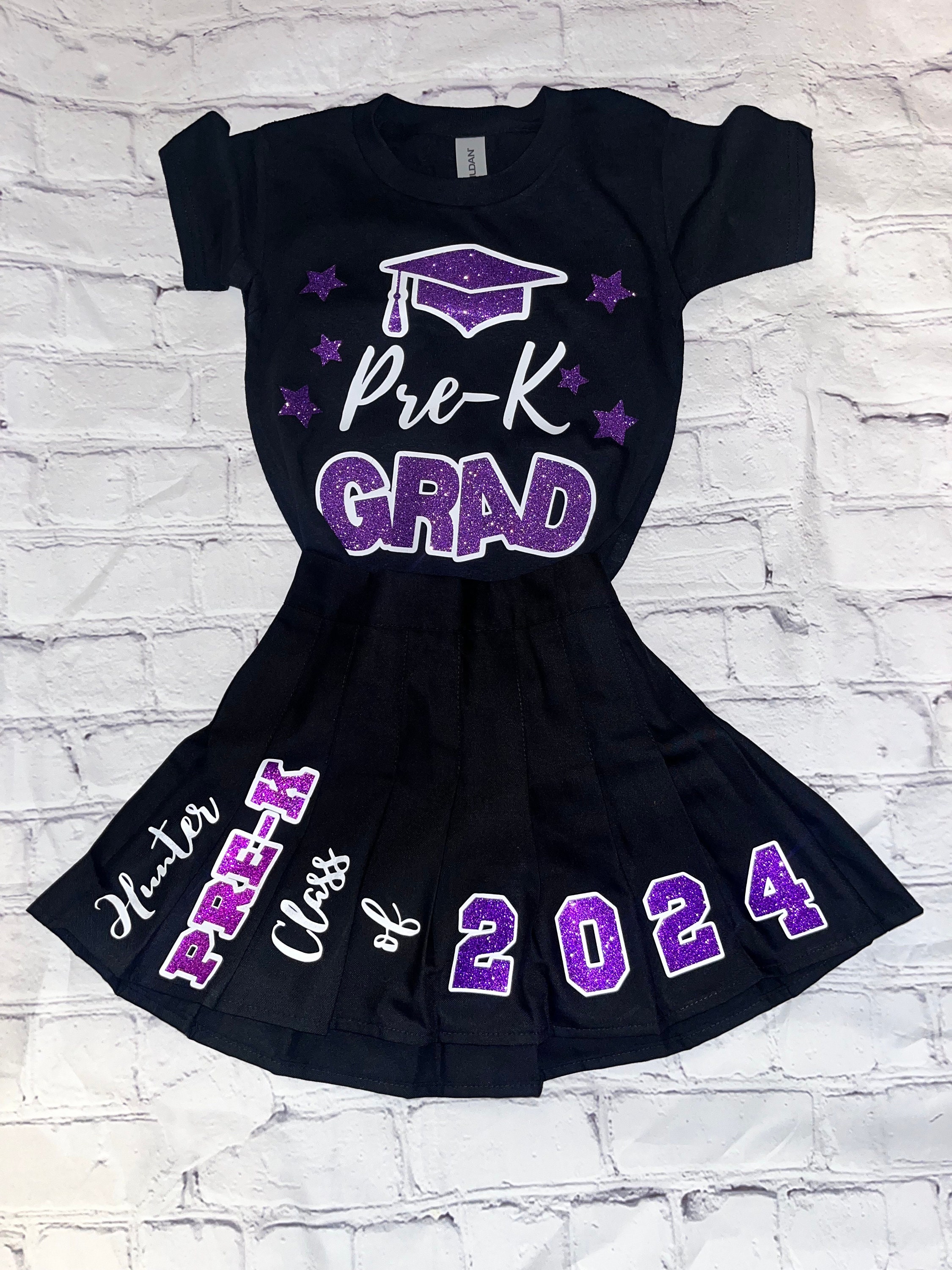 Graduation Skirt Set 2024 Senior Pre-k Kindergarten 5th Kids Shirt and ...