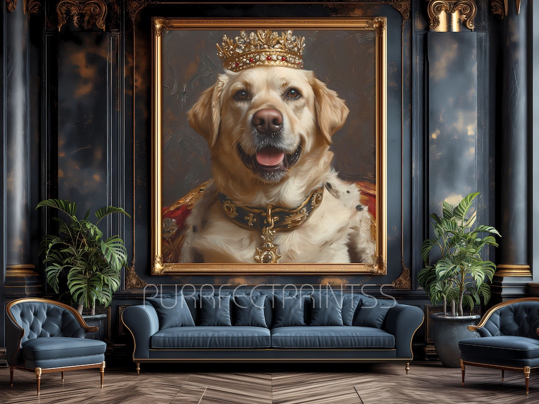 Digital Labrador King Queen Puppies Oil Painting, Dog Art Printable ...