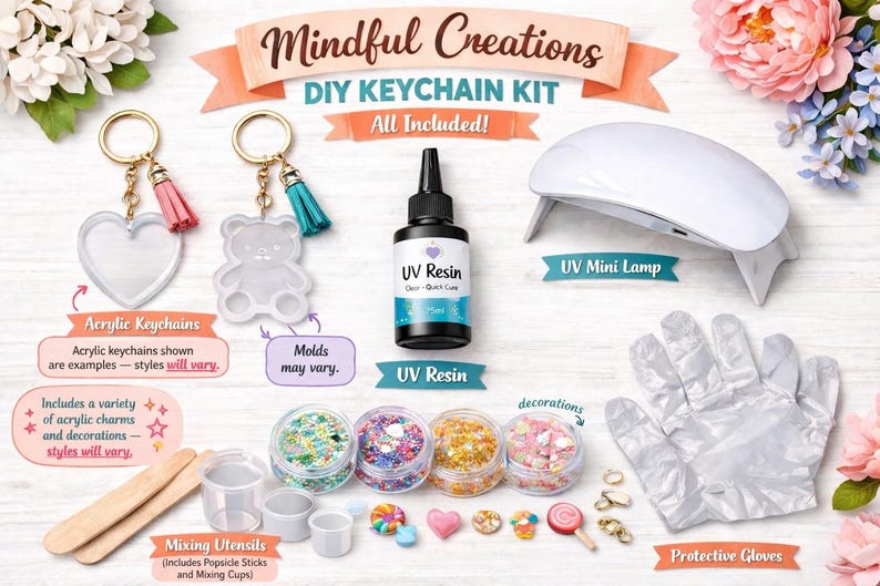 DIY Keychain Kit for Kids, Kids Craft Kit, Birthday Party Activity ...