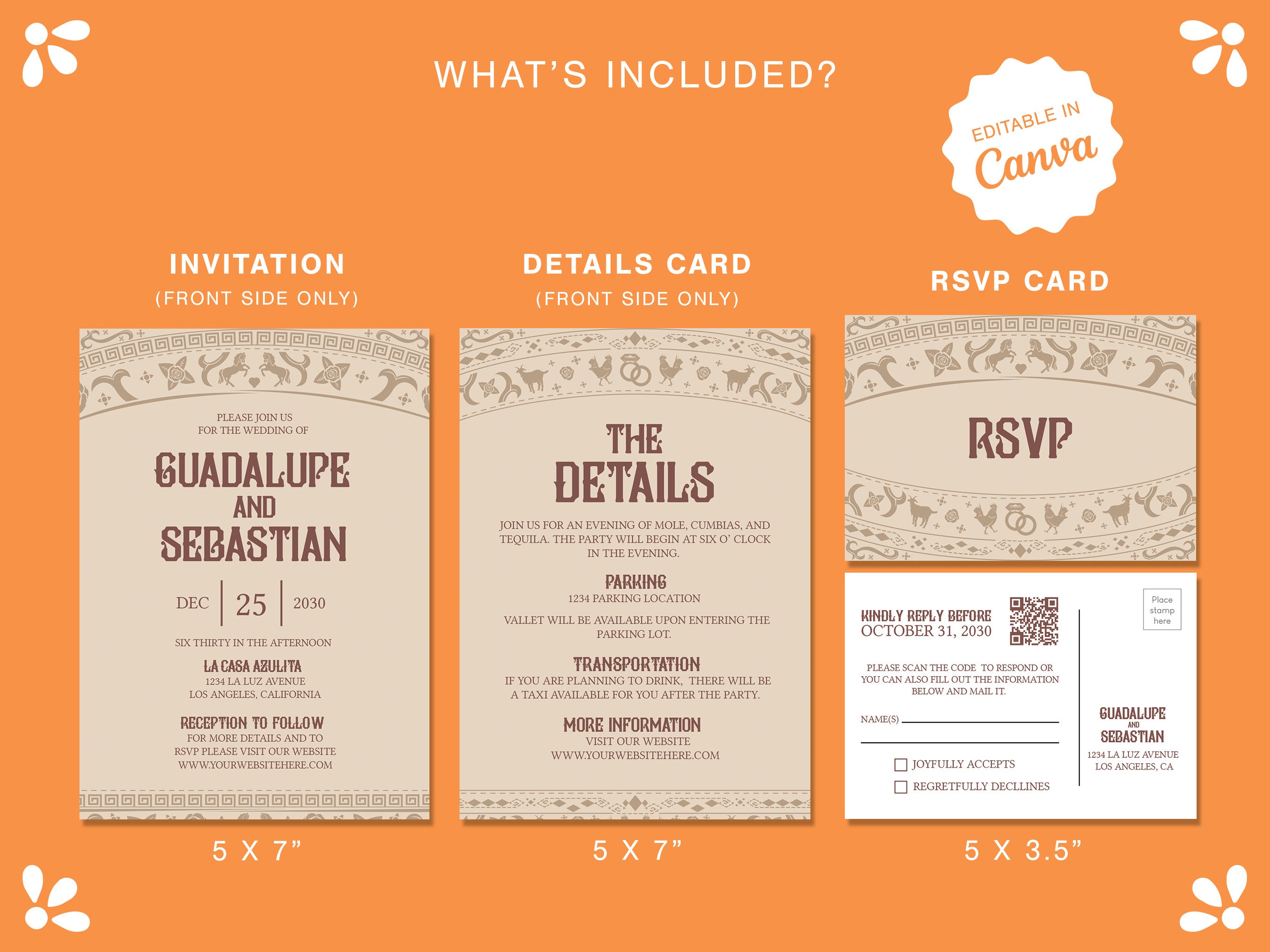 WEDDING INVITATION SET | Mexican Rancho Charro Design - Etsy