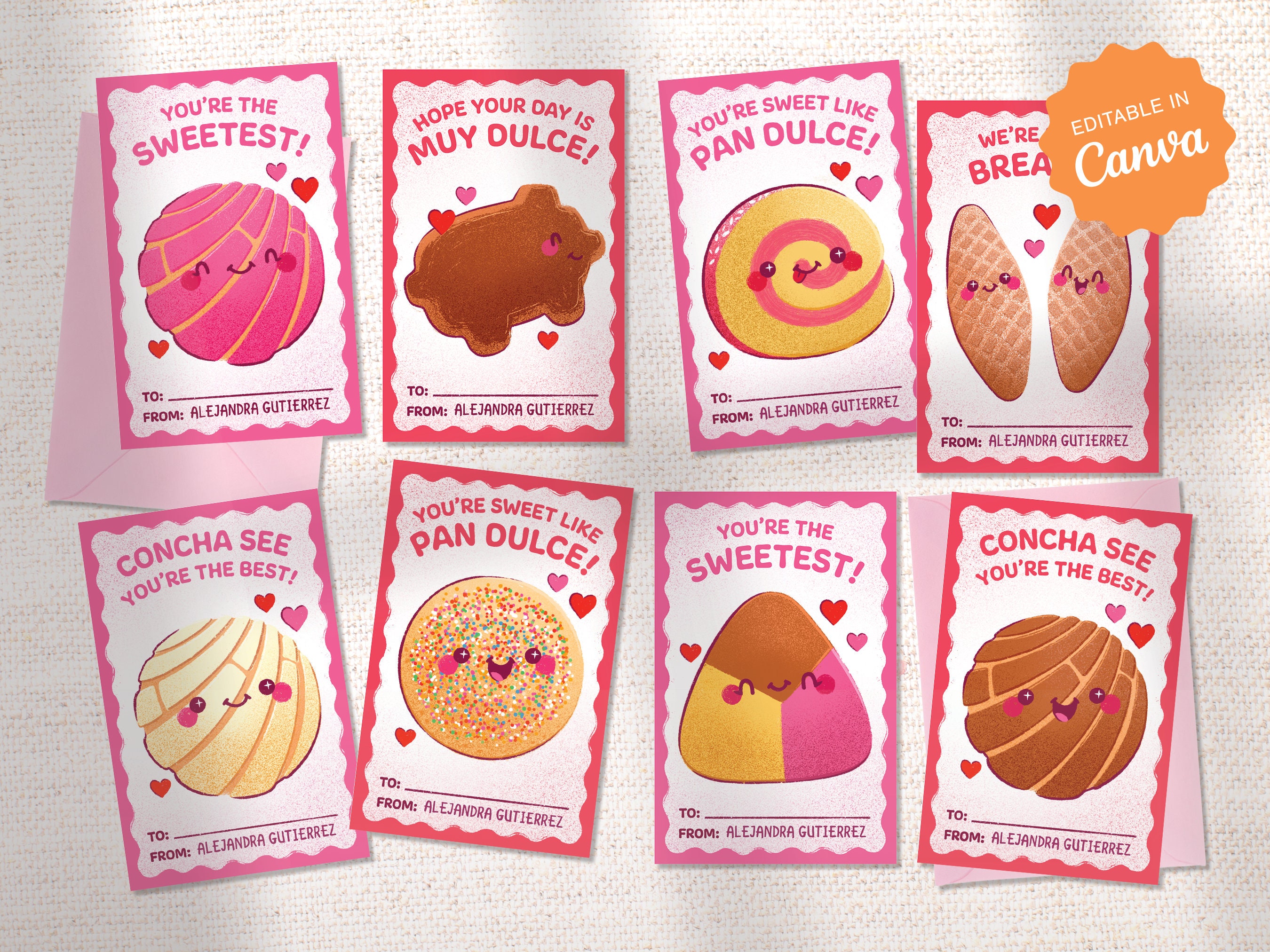 PRINTABLE CARD SET | Valentine's Day Pan Dulce Classroom Cards - Etsy