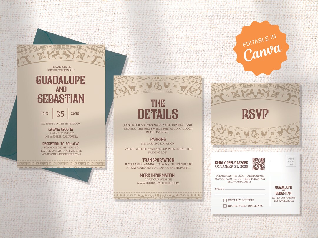 WEDDING INVITATION SET | Mexican Rancho Charro Design - Etsy