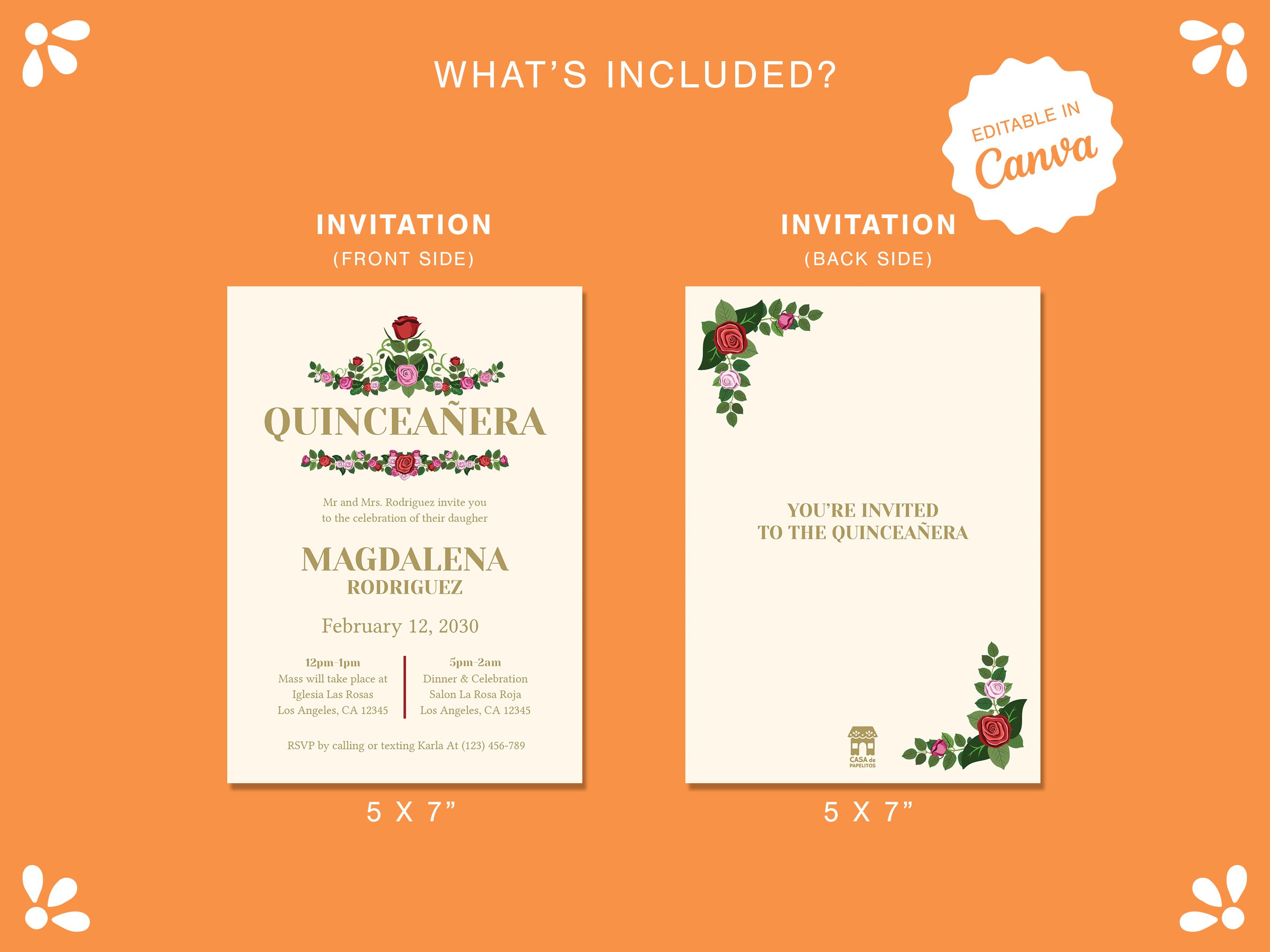 QUINCEAÑERA INVITATION | Floral Design - Etsy