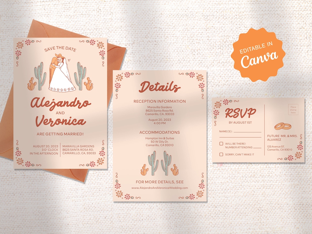 WEDDING INVITATION SET | Mexican Charro Design - Etsy