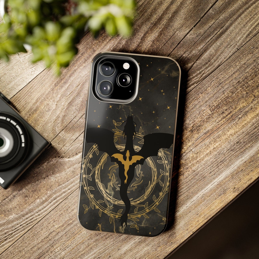 Fourth Wing Phone Case, Black and Gold Marble iPhone Case, Bookish ...