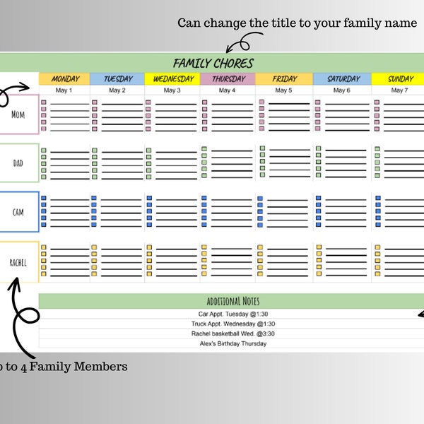 Free Family Chore Chart - Etsy