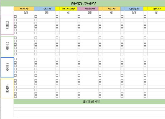 Family Chore Chart-fully Editable in Google Sheets - Etsy