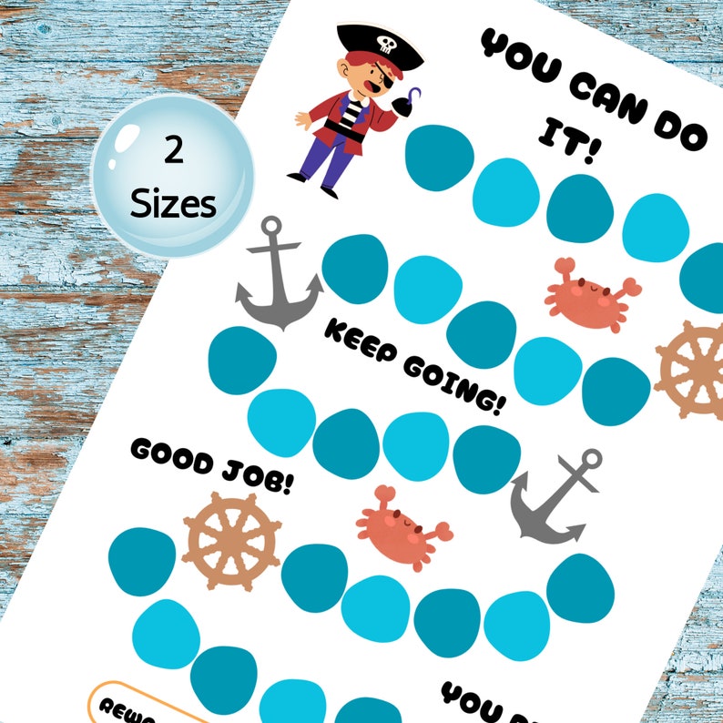 Reward Chart for Boys, Pirate Chart for Potty Training, Printable Chart ...