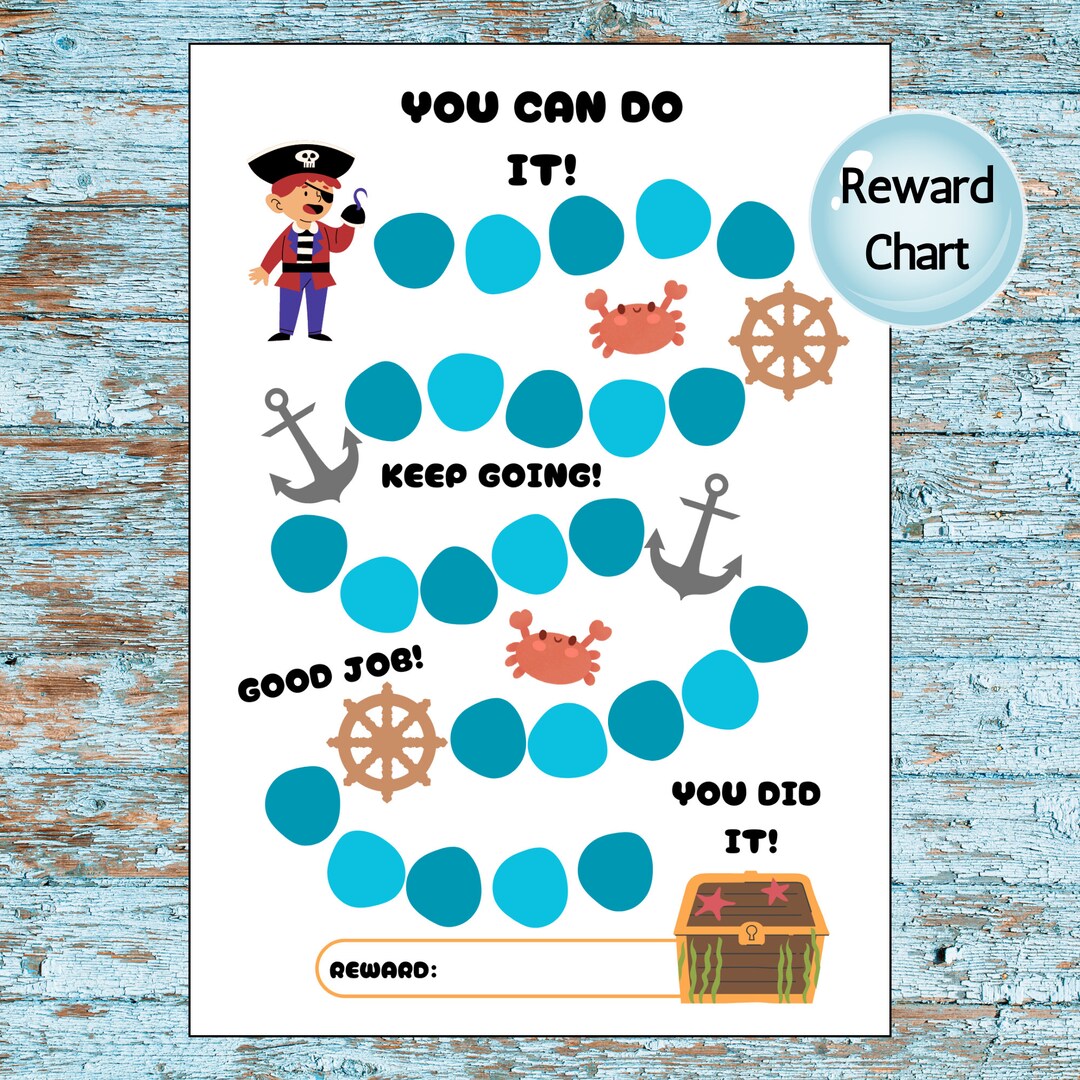 Reward Chart for Boys, Pirate Chart for Potty Training, Printable Chart ...