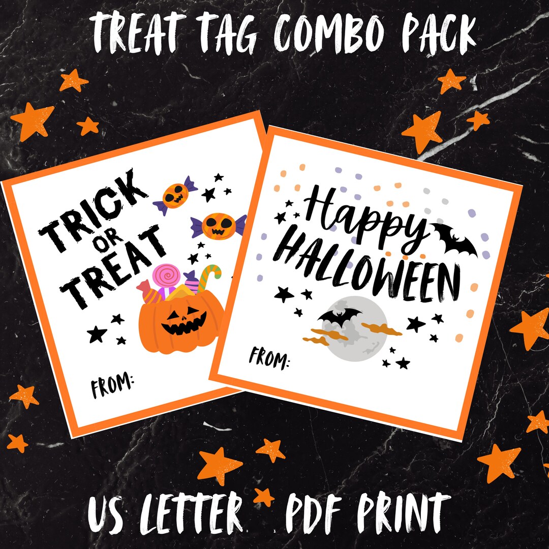 Printable Halloween Gift Tags, Trick or Treat Design (PDF) - Etsy