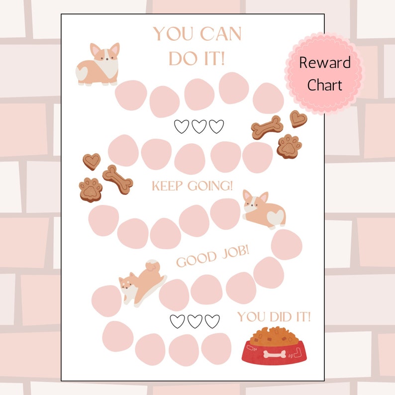 Dog Reward Chart, Potty Training Chart Download,corgi Dog Goal Chart ...