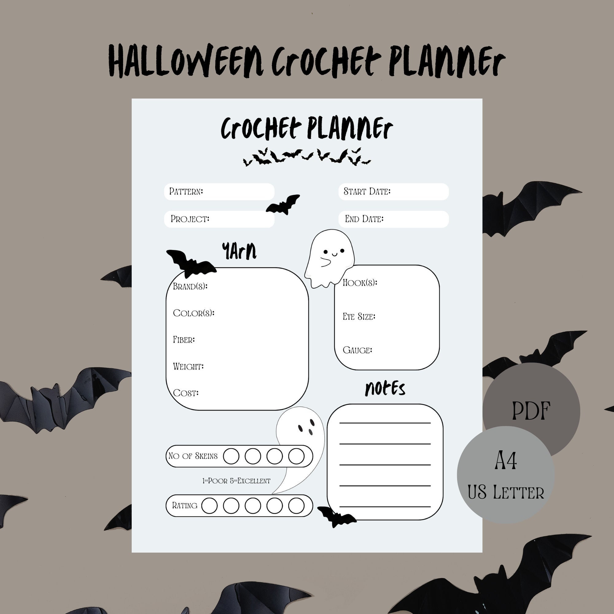Cute Halloween Crochet Planner - Ghost Planner - Crochet Project PDF ...