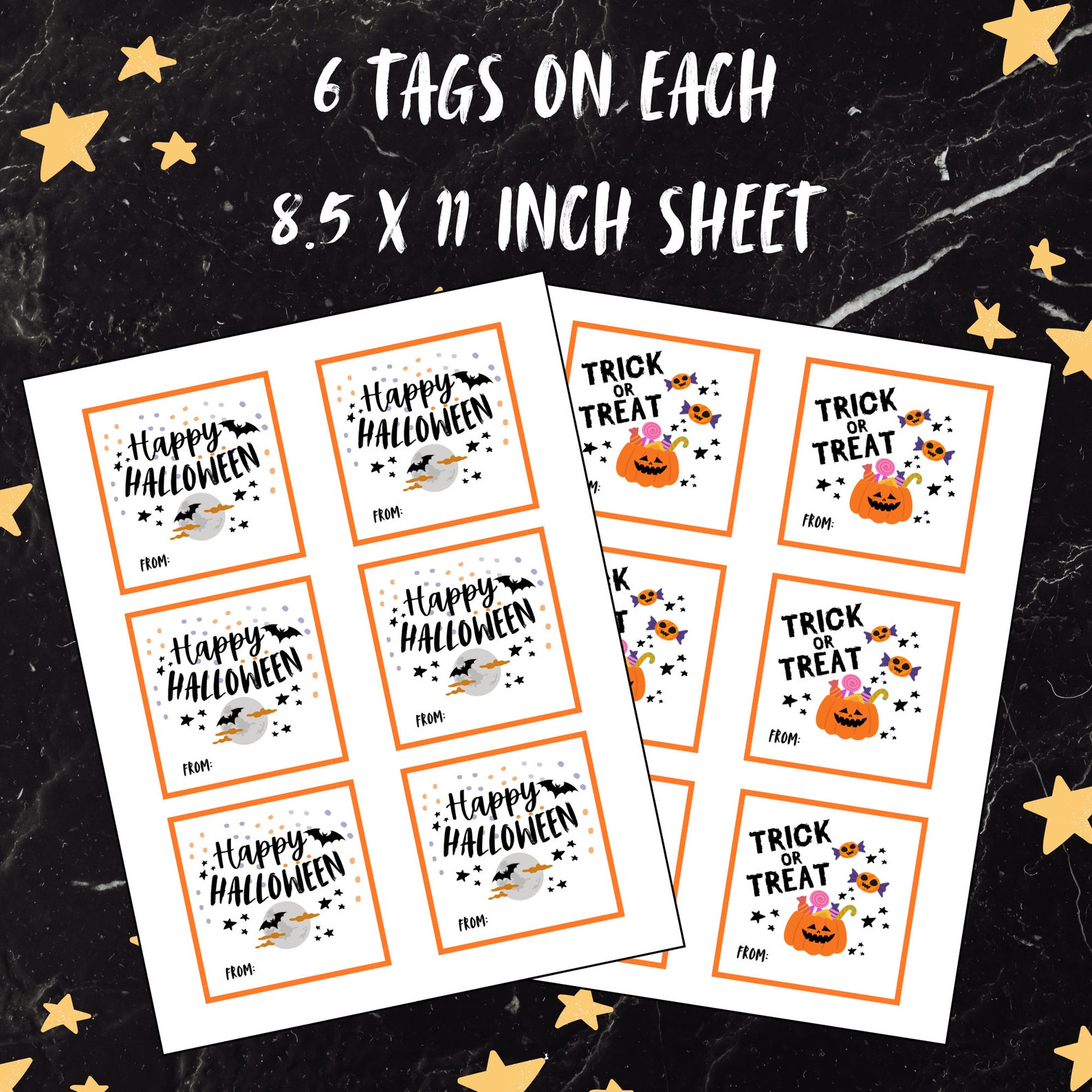 Printable Halloween Gift Tags, Trick or Treat Design (PDF) - Etsy