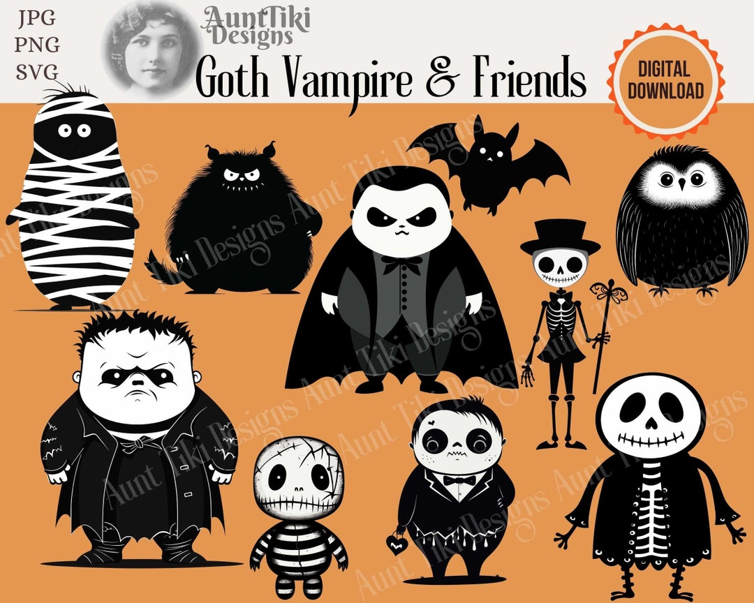 Goth Vampire, Frankenstein, Halloween Monster, Mummy, Bat, Owl ...