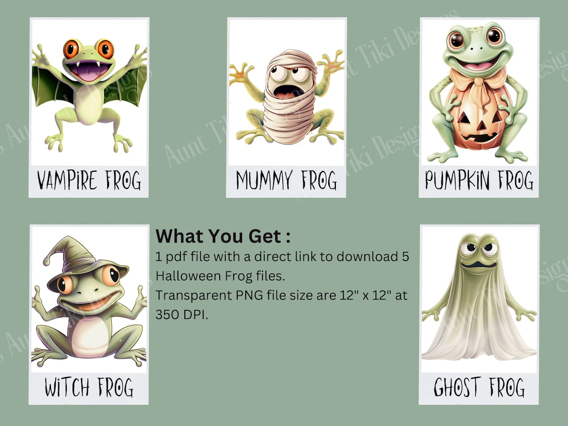 Frog Halloween Clipart, Frog PNG, Frog W/ Witch Hat, Vampire Frog ...