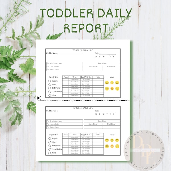 Toddler Daily Report - Etsy