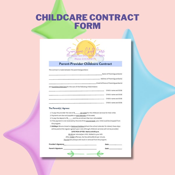 Home Daycare Forms - Etsy