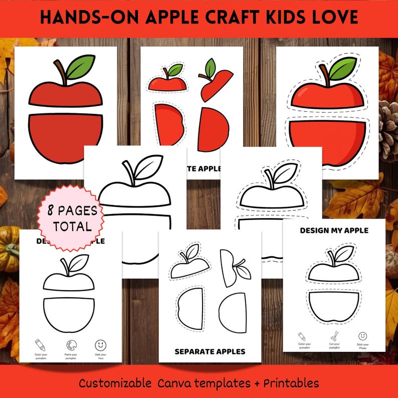 Apple Craft Printable: Cut, Color & Lift Activity (PDF Download) - Etsy