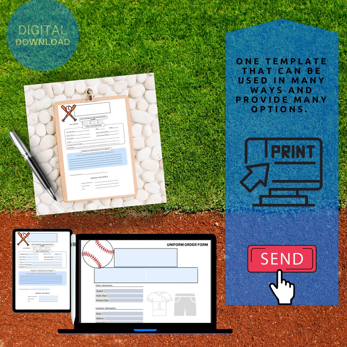 Effortless Baseball Registration and Order Form Digital Printable PDF ...