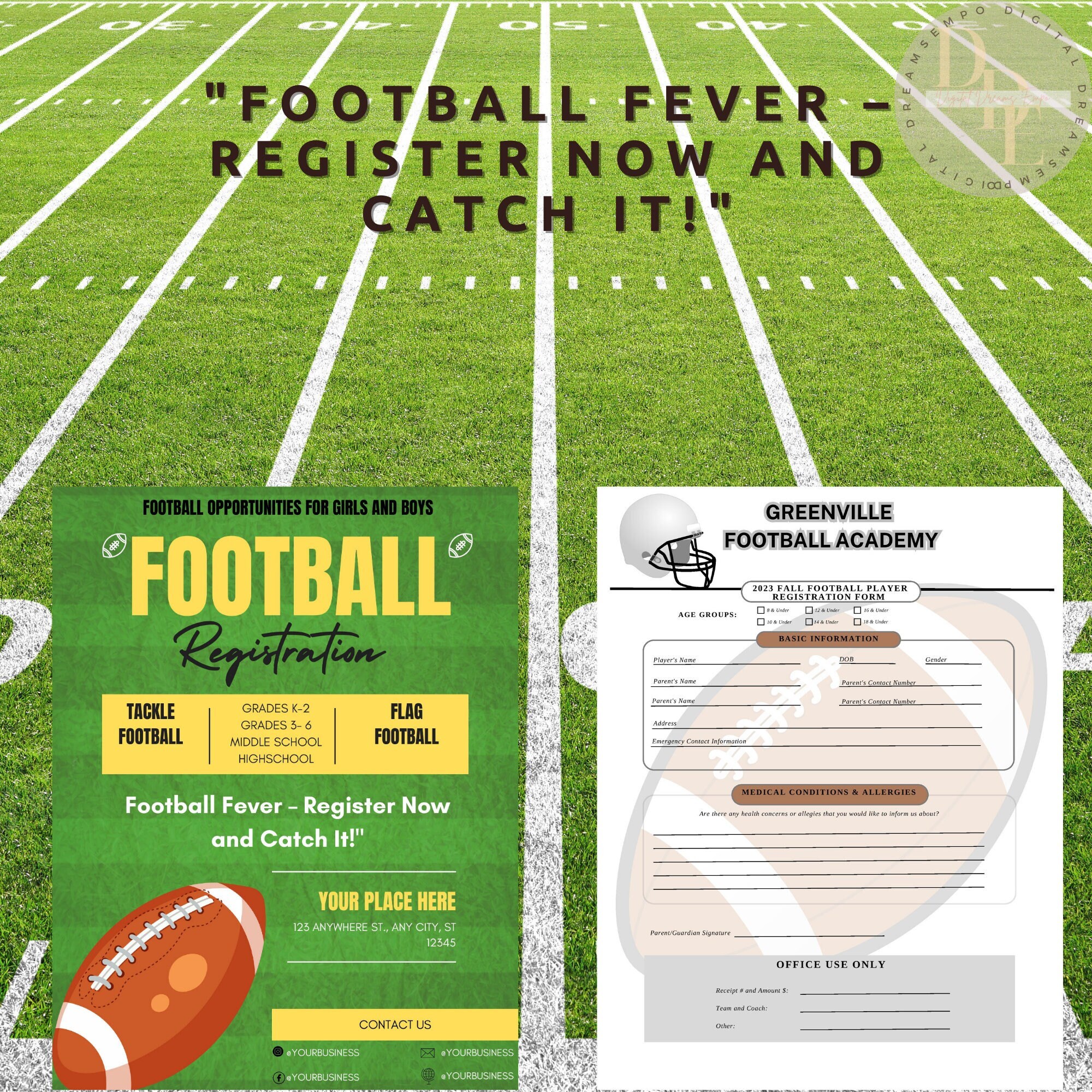 Football Registration and Uniform Order Form Canva Template Included ...